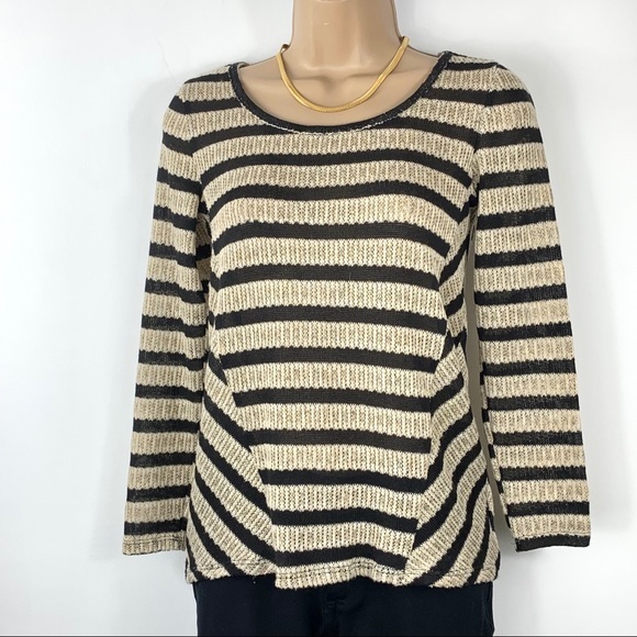 AB Studio | Sweaters | Ab Studio Black Cream Loose Knit Sweater | Poshmark